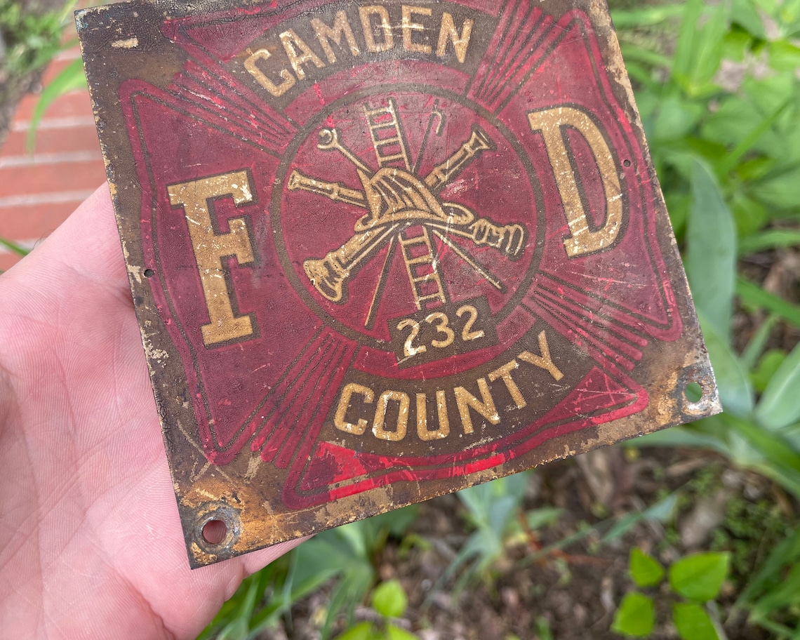 Antique Fire Department Sign Camden County New Jersey License - Etsy
