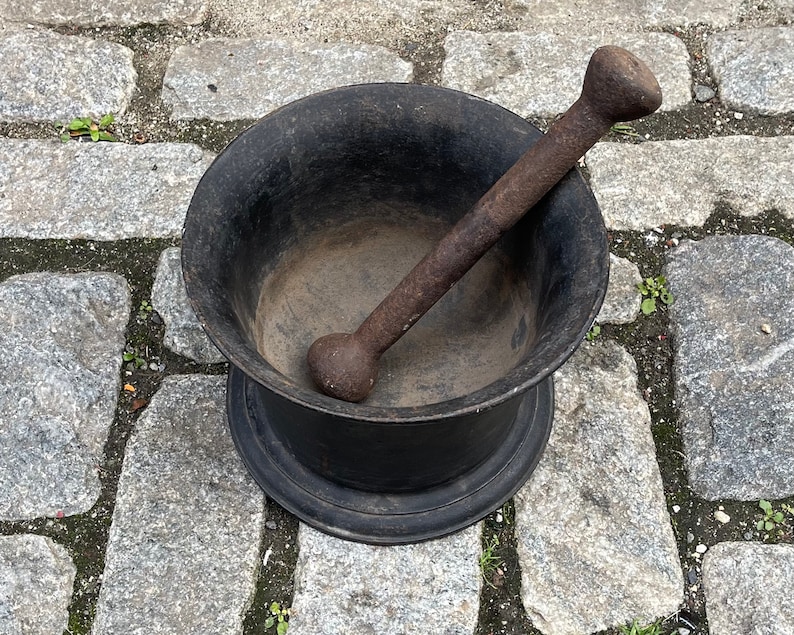EXTRA LARGE Antique Cast Iron Mortar and Pestle 30 LBS - Etsy