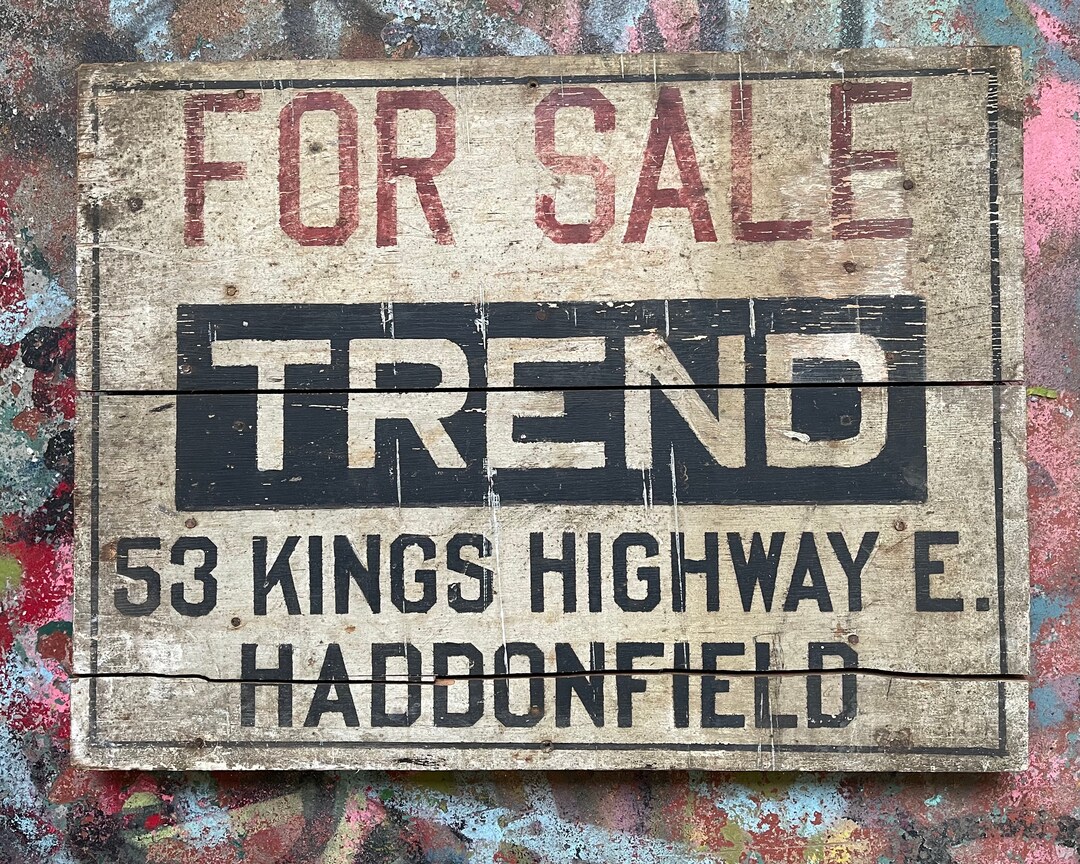 Antique Wooden Sign From Haddonfield New Jersey, 53 Kings Highway ...