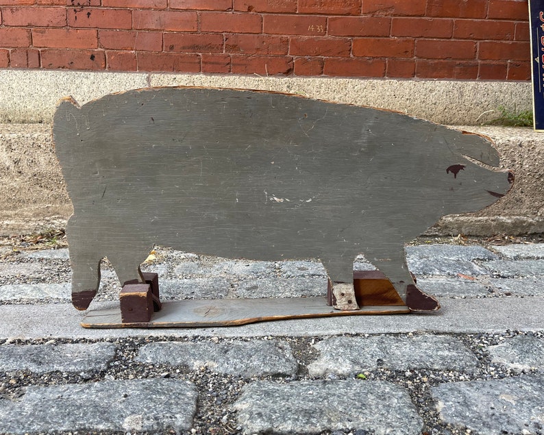 Antique Folk Art Pig Sign Large Wooden Pig Butcher Shop - Etsy