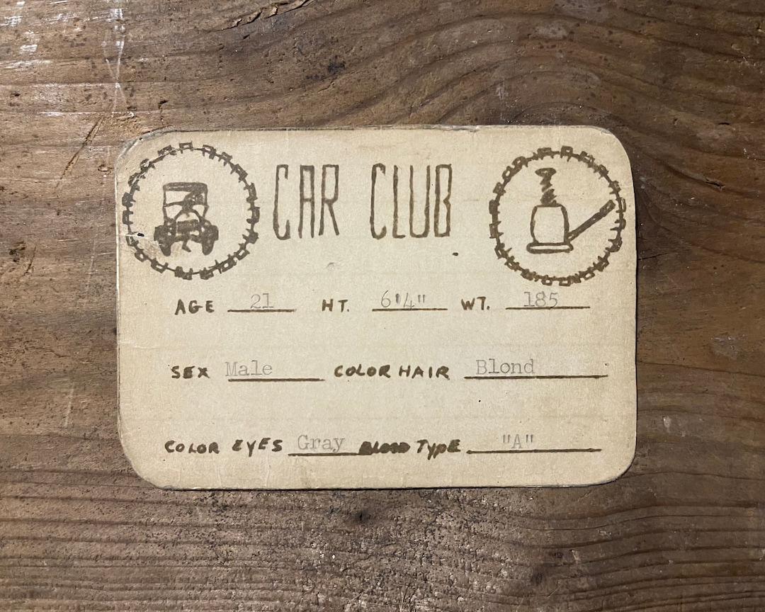Vintage Car Club Membership Card Hot Rod Rat Rod Buwer Jacks so Cal ...