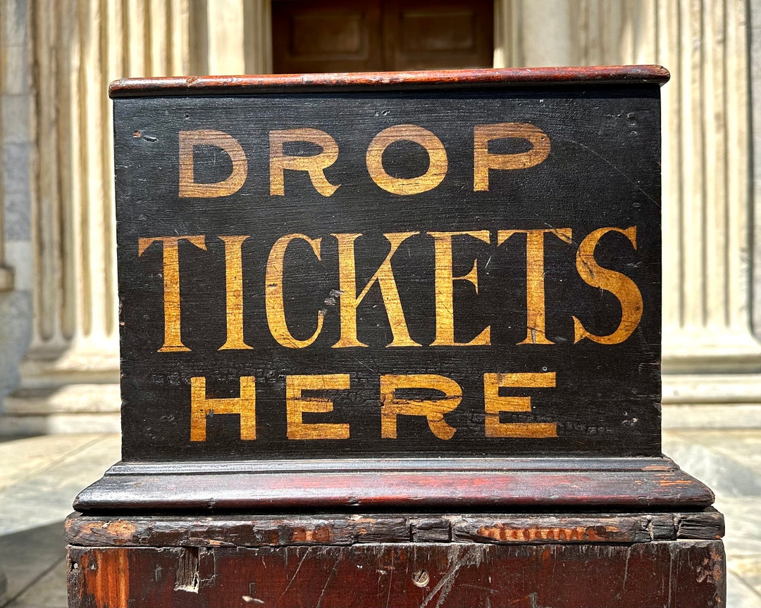 Antique Ticket Box, Early Carnival Movie Theater Drop Box, OLD PAINT ...