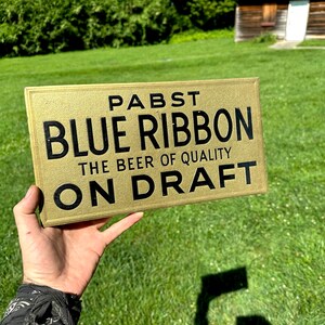 Pabst Blue Ribbon Sign 1930s PBR on Draft Sign, Early Embossed Gold ...