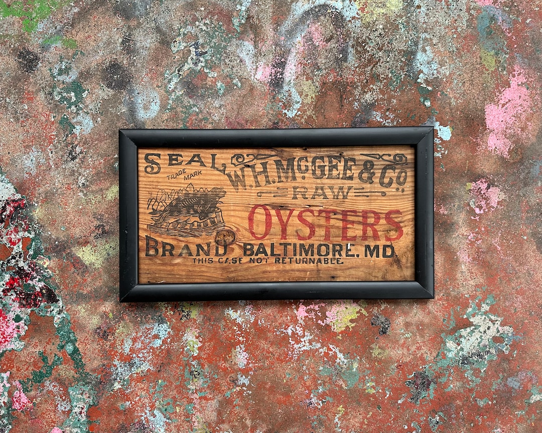 Oysters Sign, W. H. Mcgee & Co Baltimore MD, Nautical, Beach, Home ...