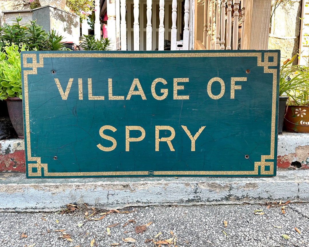 Vintage Village of Spry Sign: 1960s Pennsylvania Highway Decor (48x24 ...