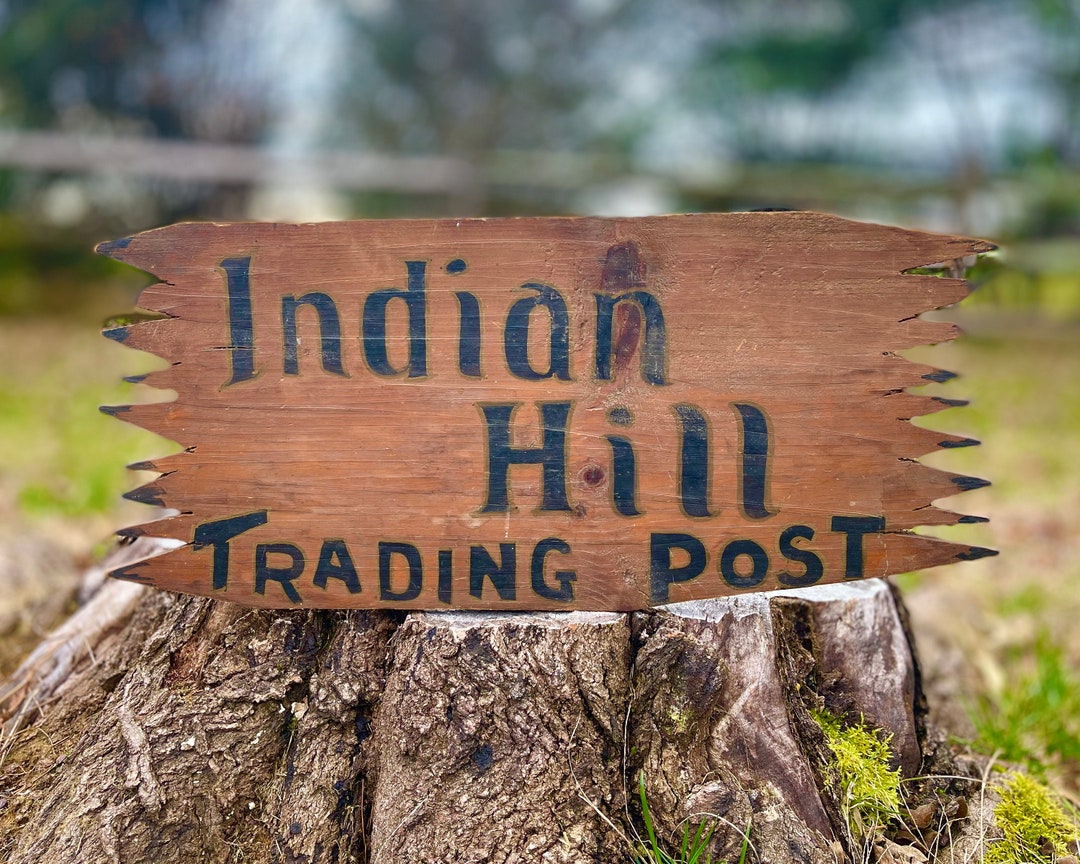 Vintage Wooden Trade Side Indian Hill Trading Post 1940s Advertising ...