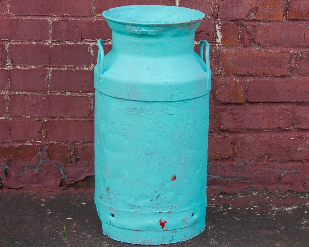 Antique Milk Can With GREAT COLOR Blue Vintage Milk Jug Primitive ...