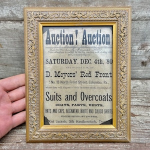 Antique 1880s Auction Advertisement Sign: Columbia PA, D. Meyers Work ...