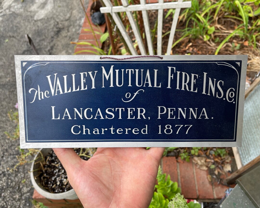 Vintage Valley Mutual Fire Insurance Sign: Lancaster PA Advertising - Etsy