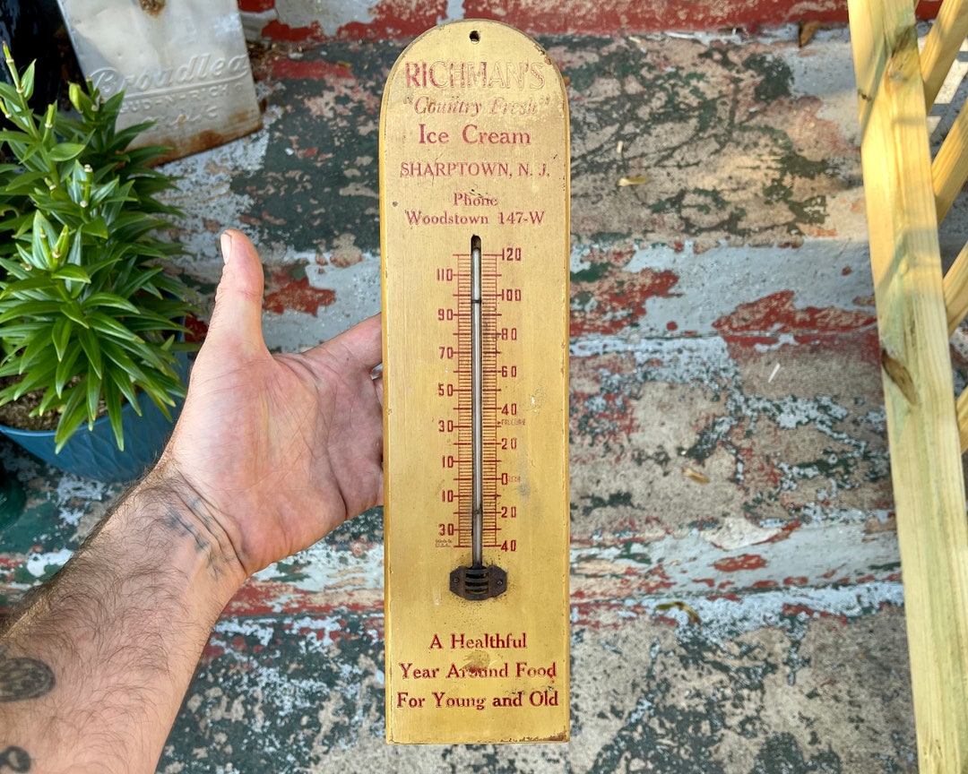 Vintage Richman's Ice Cream Thermometer: Sharptown NJ Farmhouse Decor ...