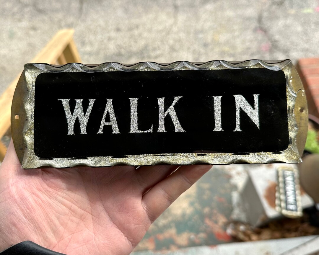 Antique WALK IN Sign, Reverse Glass Sign With Scalloped Edges ...