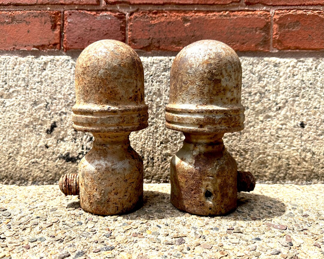 Antique Cast Iron Post Cap Finial Topper Pair, Architectural Salvage ...