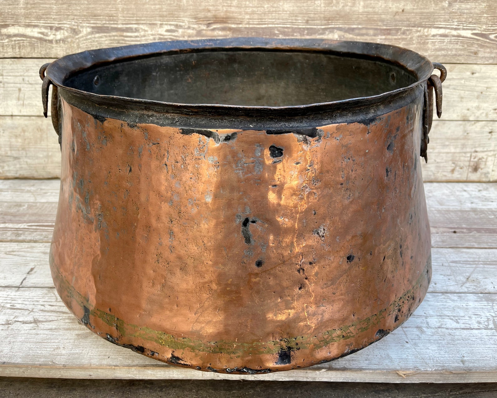Huge Vintage Copper Pot With Iron Handles 24'' Wide - Etsy