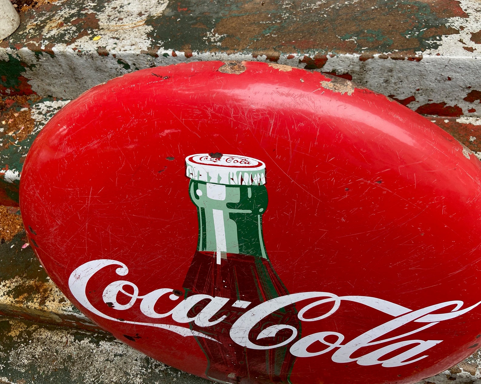 Vintage Coca Cola Button Sign 36'' Porcelain Coca Cola | Etsy