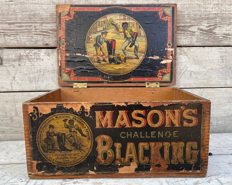 Antique Shoe Polish Box Early Americana Advertising Front | Etsy
