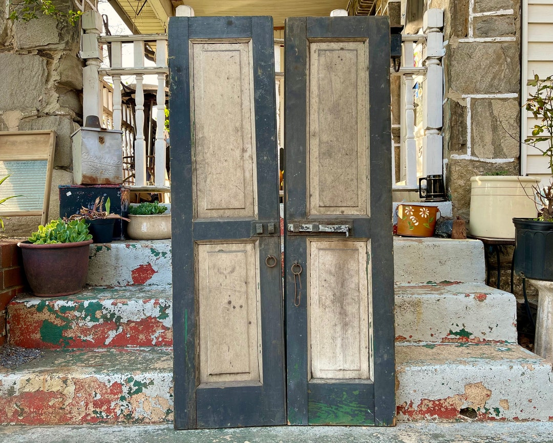 Antique Wooden Shutters Original Hardware Pulls Latches Hinges ...
