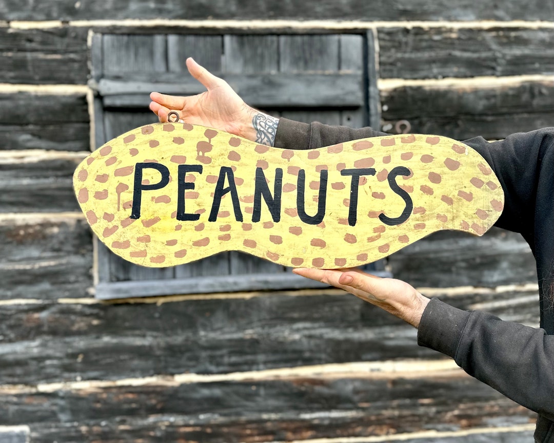 Vintage PEANUT Stand Sign, Mid Century Painted Carnival Sign, Circus ...
