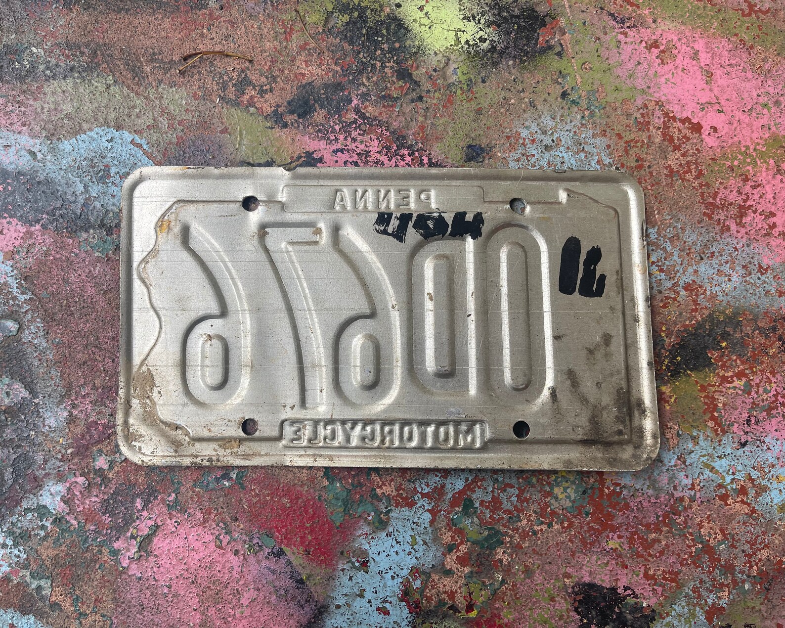 Vintage 1960s Pennsylvania Motorcycle License Plate: Rustic Garage Wall ...
