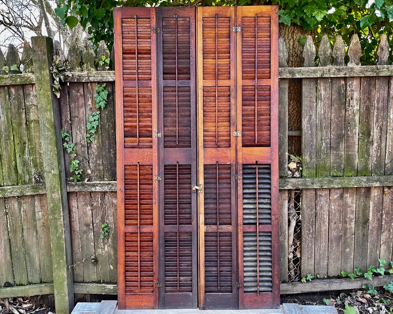 Vintage Wooden Shutters Pair of LONG TALL Louver Shutters. - Etsy