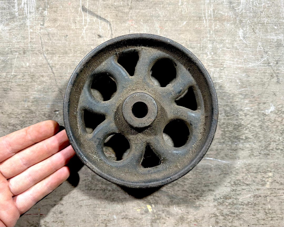 Antique Cast Iron Wheel, Railroad Cart Wheel, Heavy Primitive Rustic ...