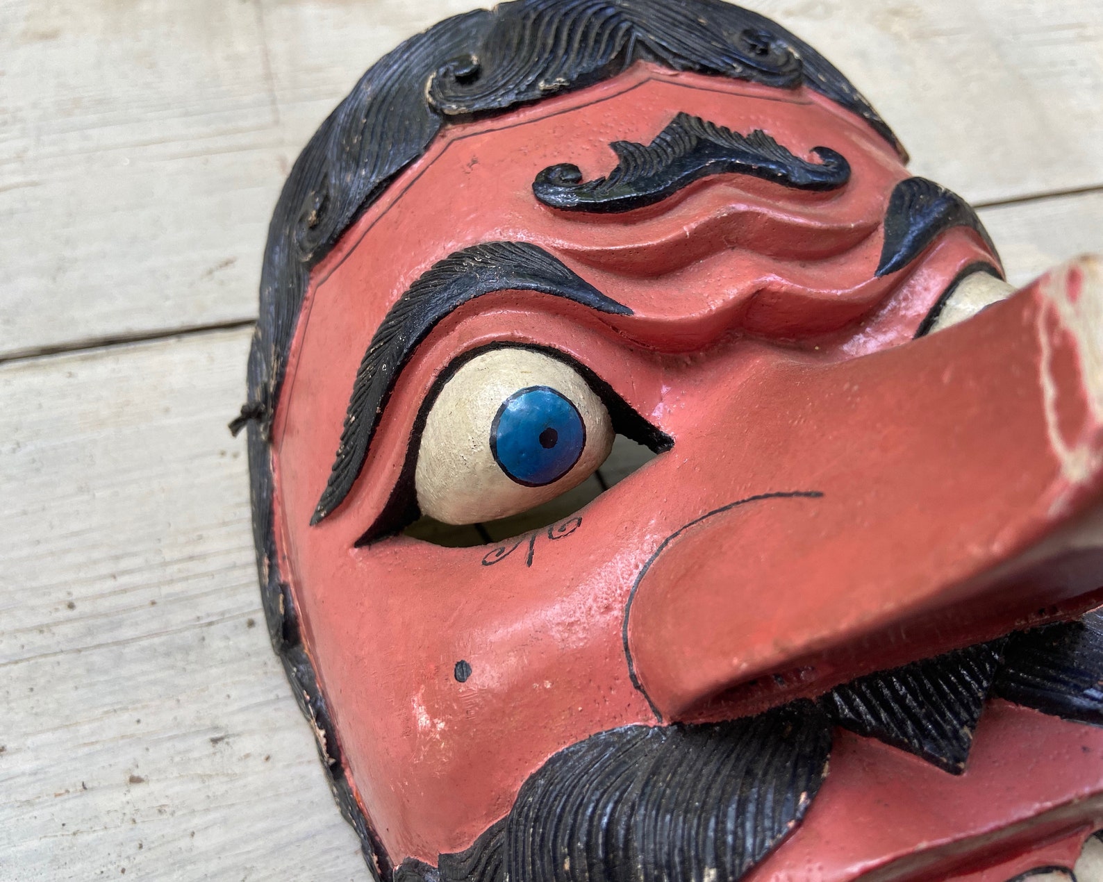 Vintage Devil Mask Antique Costume Carved Mask Wooden Mask - Etsy