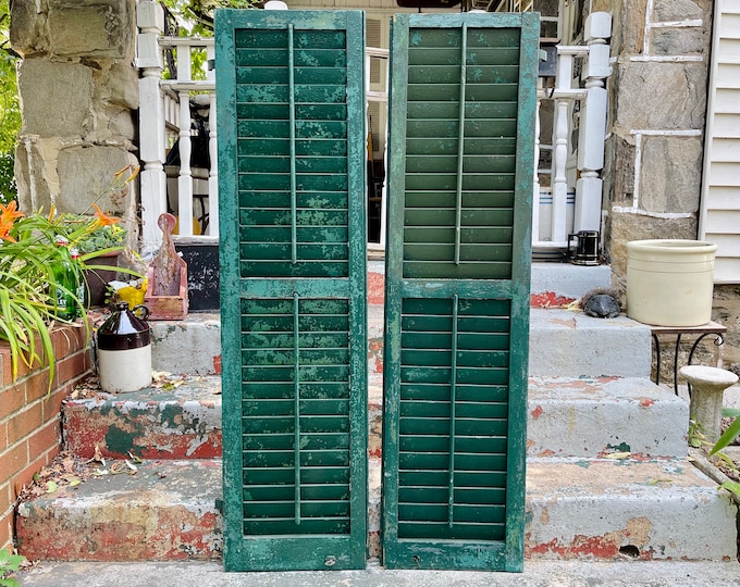 Antique Wooden Shutters With Original Hardware Rustic Wood - Etsy