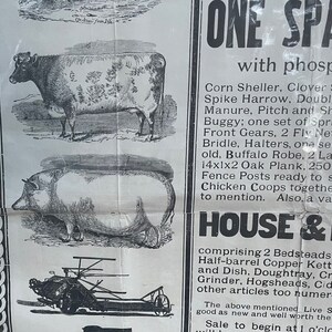 Antique Broadside Farm Sale Poster Conewago Township York Pennsylvania ...