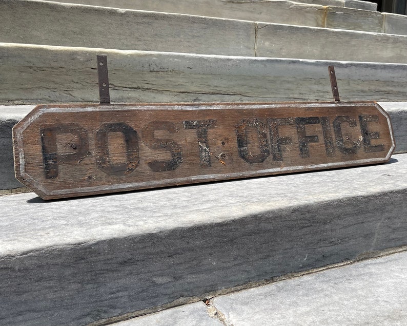 Antique Wooden Post Office Sign With Hanging Brackets Large - Etsy