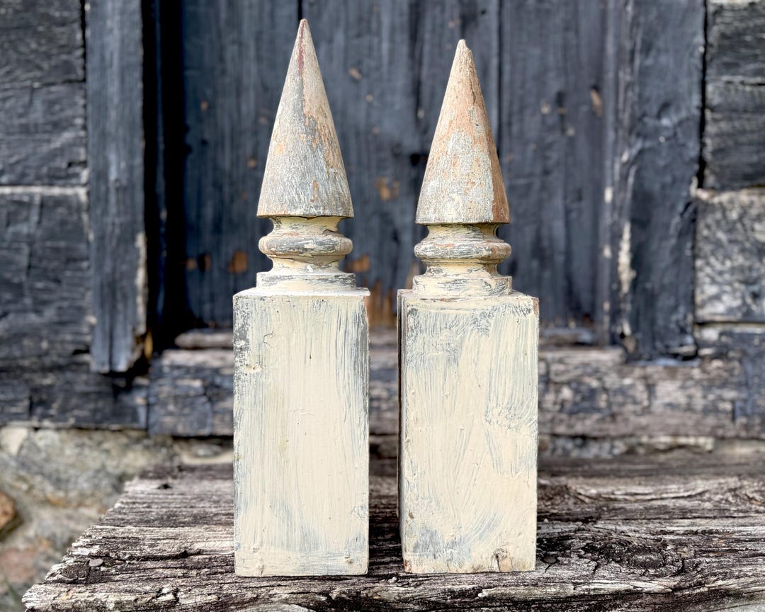 Antique Wooden Finials: Large Victorian Architectural Salvage Toppers ...