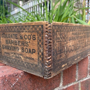 Antique Colgate Barbers Shaving Soap Wooden Crate: Vintage Advertising ...