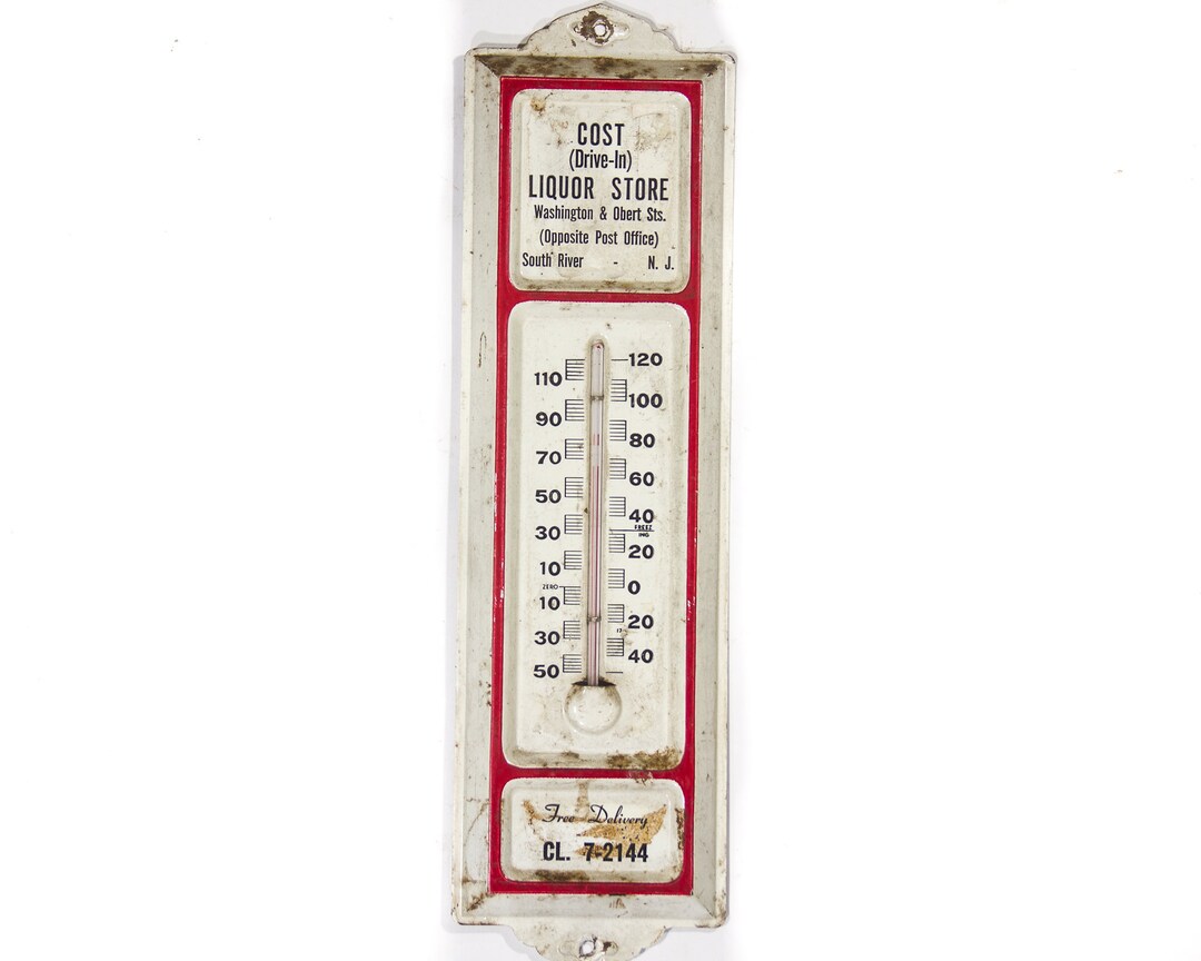 Vintage Liquor Store Thermometer: Cost Drive-in Advertising Sign - Etsy
