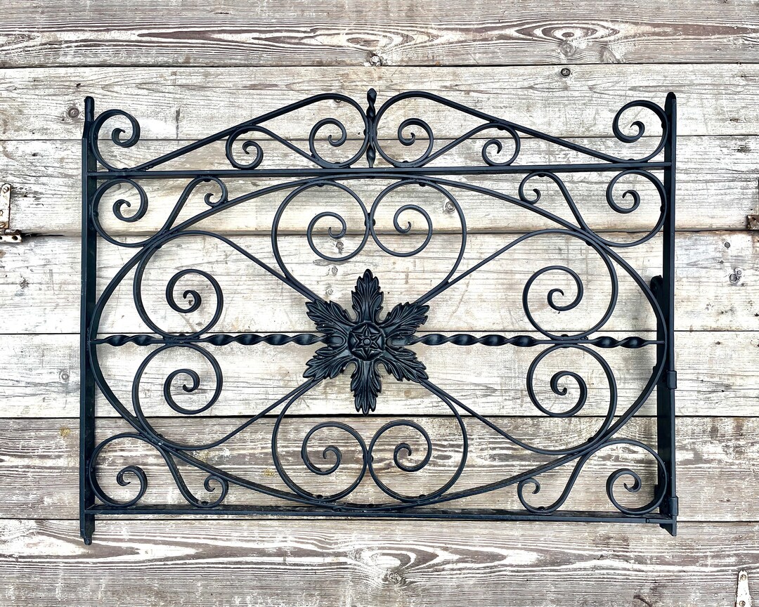 Vintage Iron Gate 32'' X 25'', Heart Flower Victorian Window Guard ...