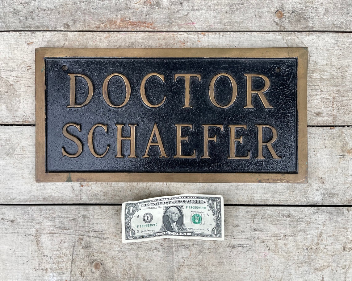Doctor Schaefer Sign Antique Bronze Trade Sign Vintage Metal | Etsy