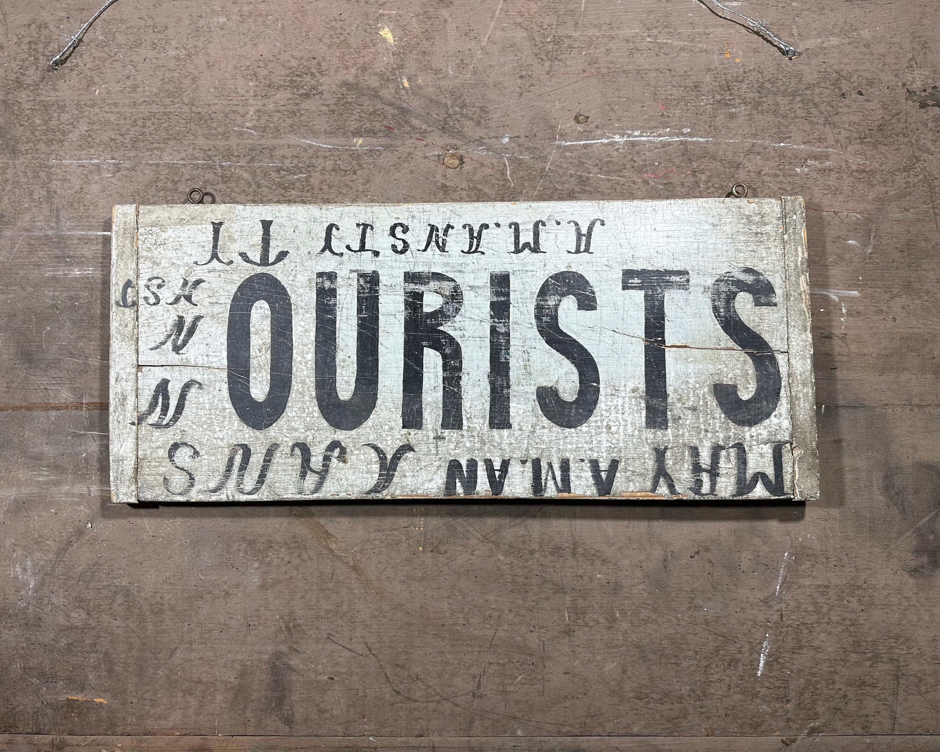 Antique Sign Painters Board: Late 1800s TOURIST Sign, Primitive Wooden ...