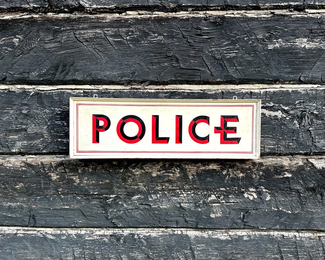 Vintage Wooden POLICE Sign Circa 1930s, Double Sided Hand Painted Wood ...