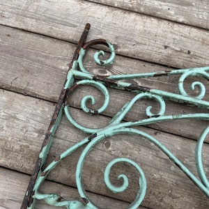 Victorian Seafoam Green Iron Gate: Ornate Architectural Salvage (32'' X ...