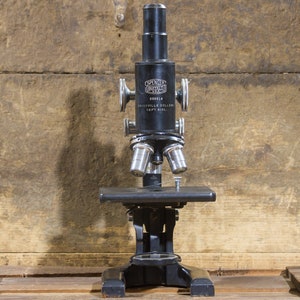 Antique Microscope With 3 Objectives and Mirror Industrial | Etsy