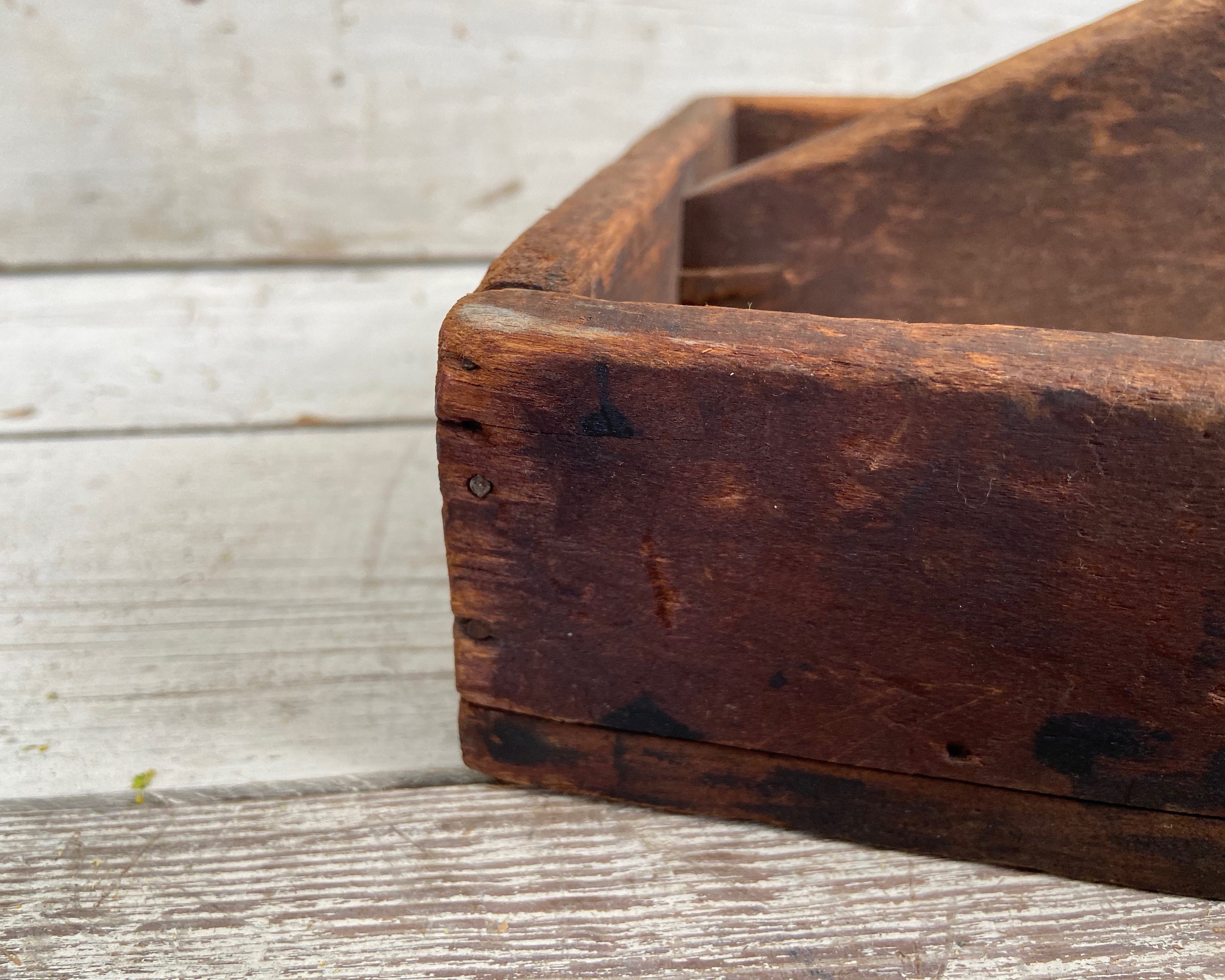Primitive Wooden Box with Handle Seperated Crate Divided Wood | Etsy
