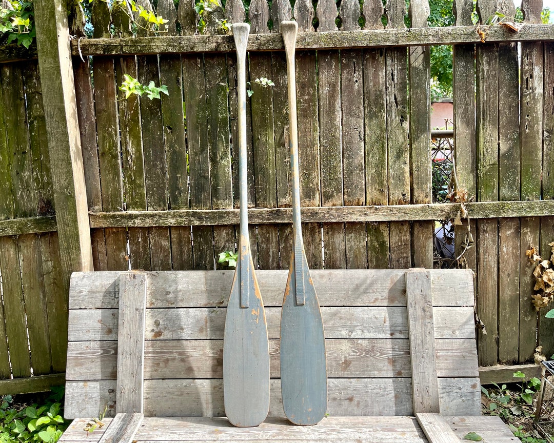 Antique Wooden Oars: Rustic Painted Nautical Decor, 5ft - Etsy