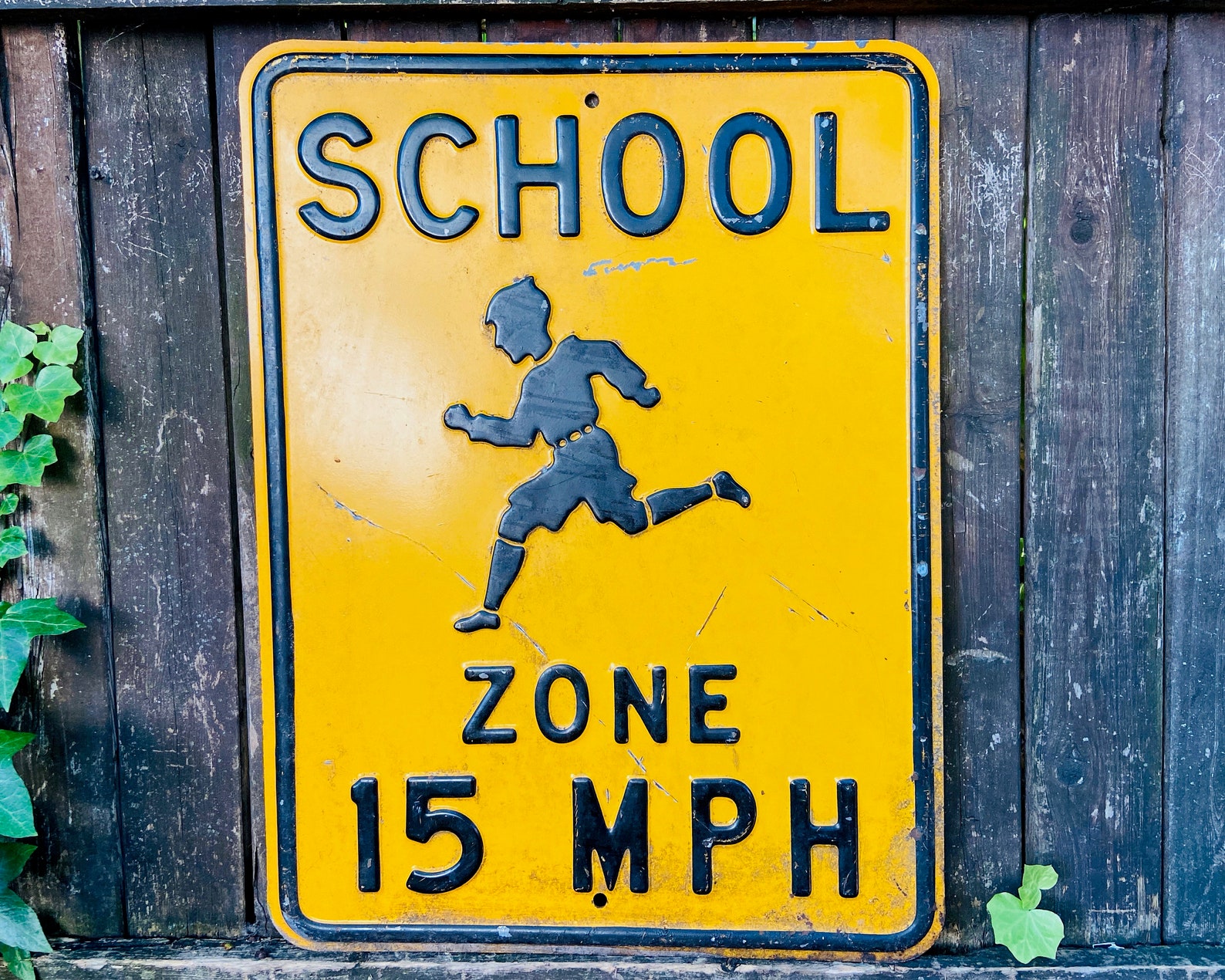 School Zone Sign Vintage Speed Limit 15 MPH Embossed Metal | Etsy