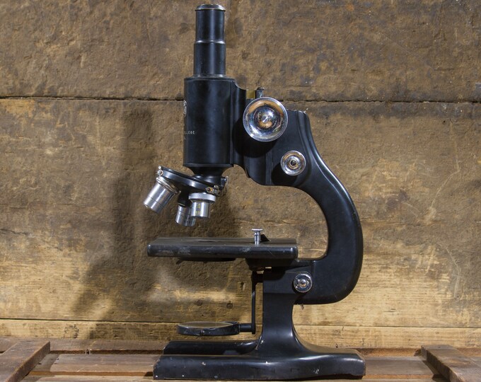 Antique Microscope With 3 Objectives and Mirror Industrial Steampunk ...
