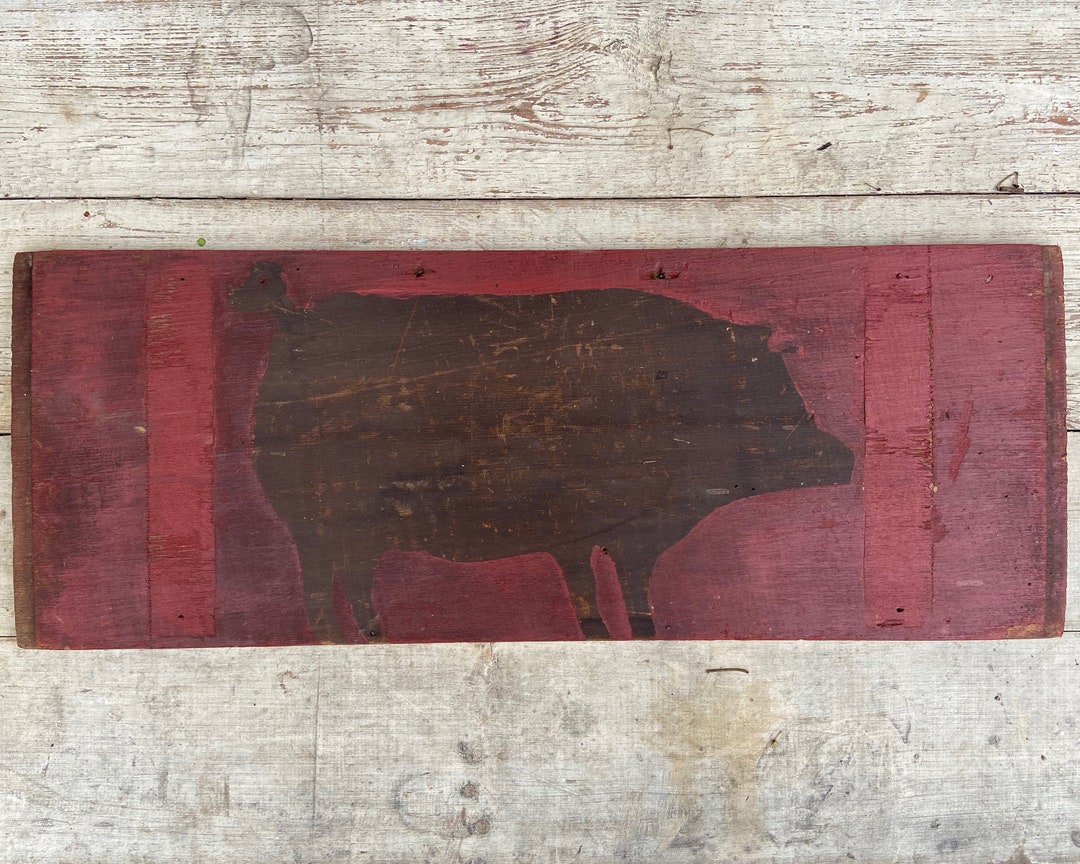 Vintage Wooden Pig Sign Trade Sign Large Whale Wood Farm Home Decor ...