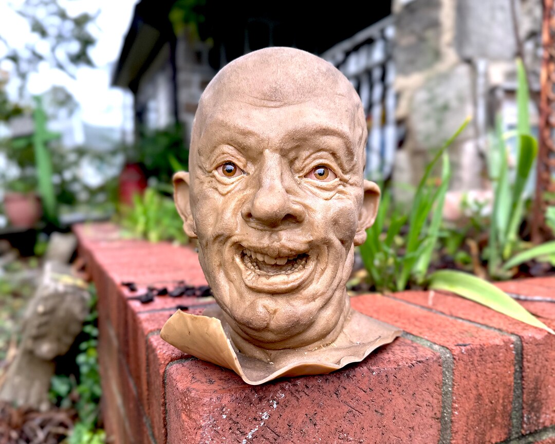 Vintage Prop Head With Glass Eyes, Costume Store Display Piece, Rubber ...