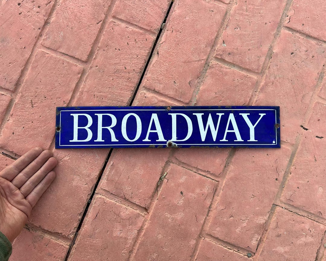 Porcelain BROADWAY Sign, EARLY Antique New York State Sign, Enamel Sign ...