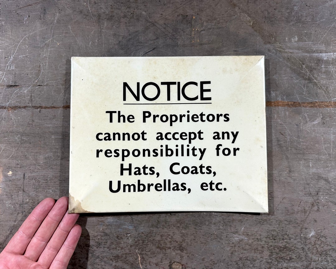 Antique Celluloid NOTICE Sign, 1920s Hotel Sign, Restaurant Coat Check ...