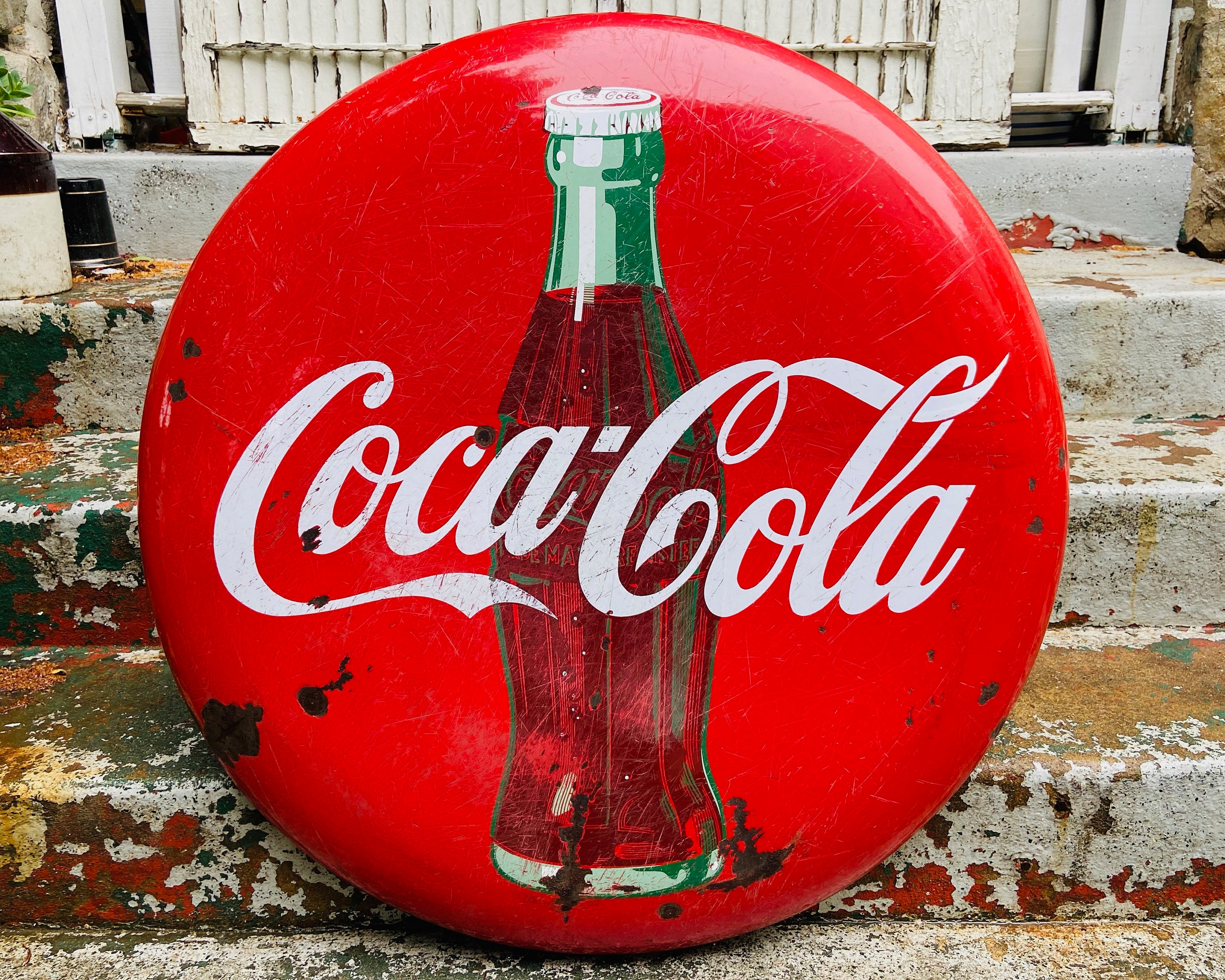 Vintage Coca Cola Button Sign 36'' Porcelain Coca Cola | Etsy