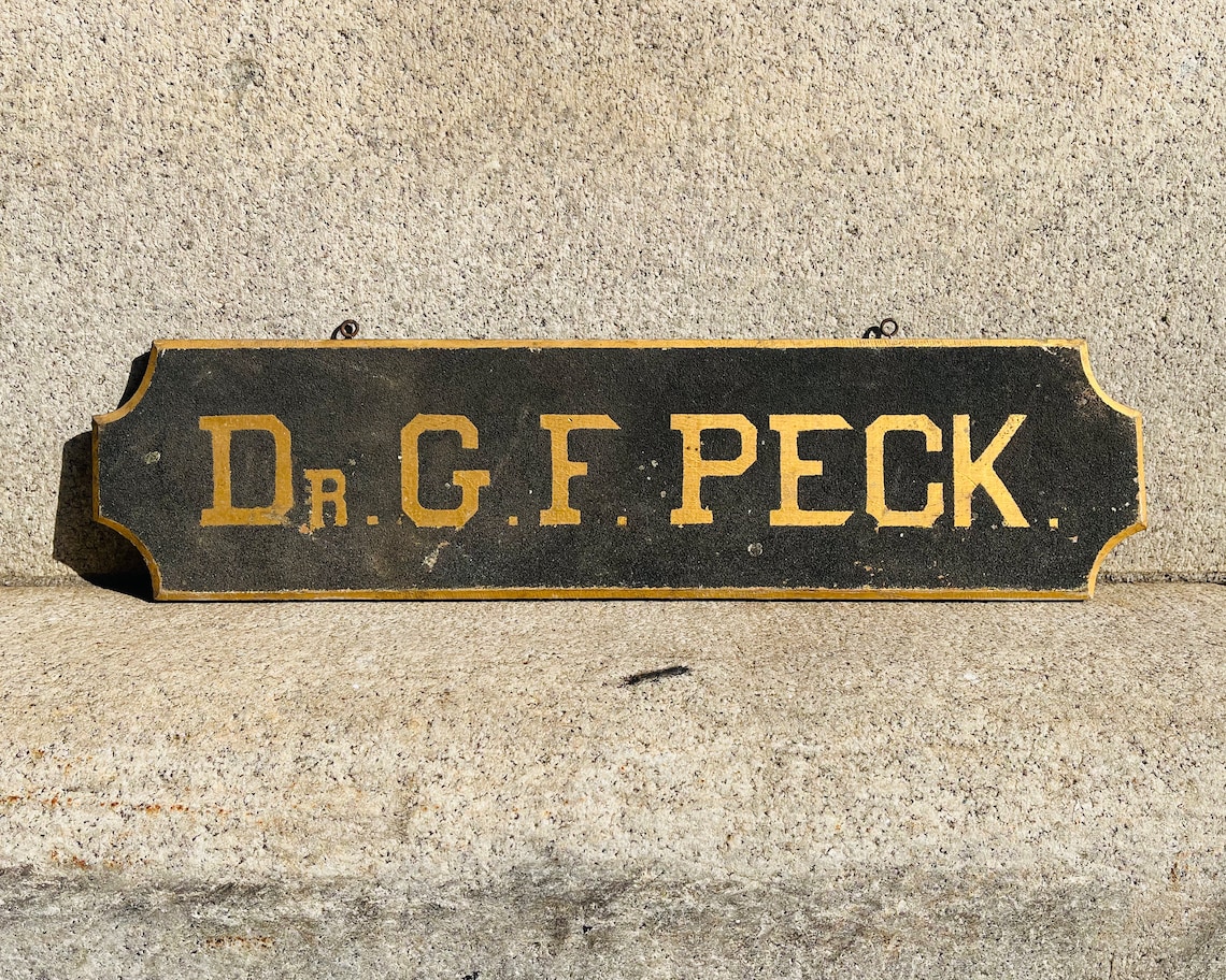Antique Wooden Smaltz Paint Sign Dr. G. F. PECK 1800s Gold - Etsy