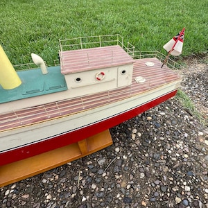 Vintage Wooden Steam Boat Model: 39" Nautical Folk Art Decor - Etsy