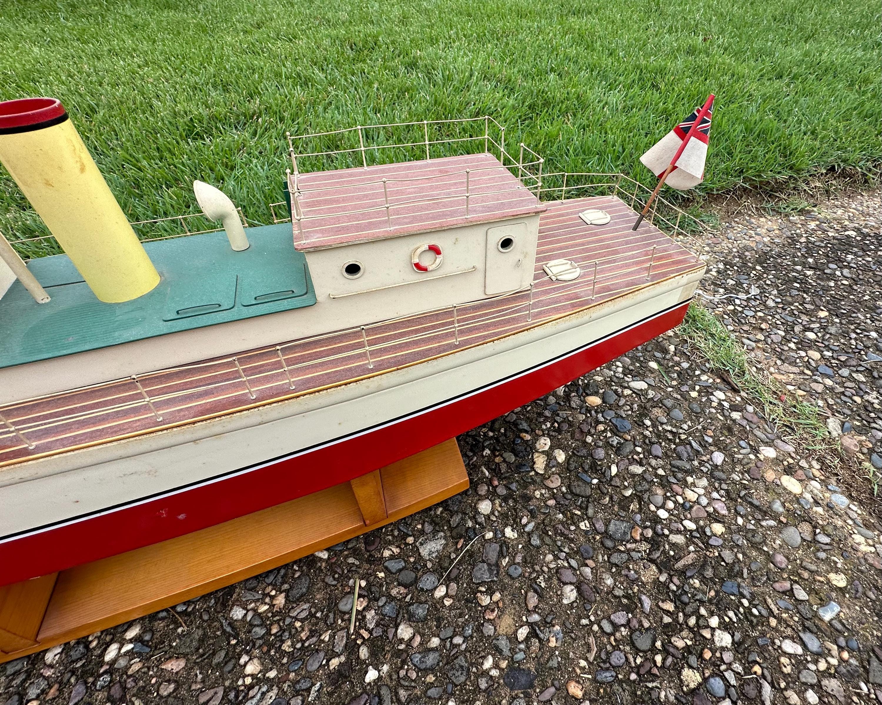 Vintage Wooden Steam Boat Model: 39" Nautical Folk Art Decor - Etsy