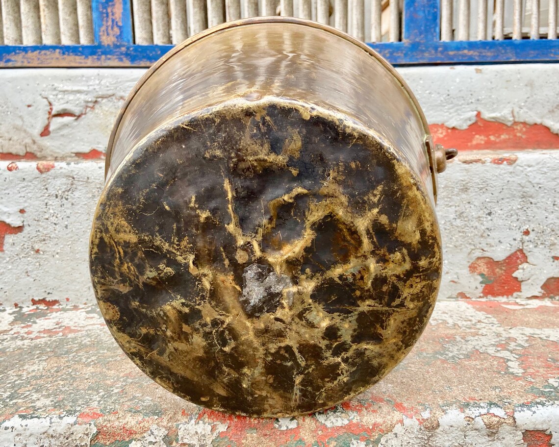 Vintage Brass Pot With Forged Iron Handle Antique Brass Pot - Etsy